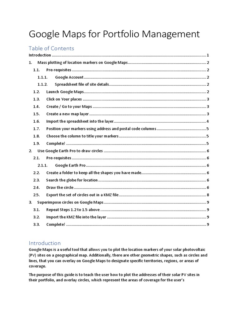 SOP - Google Maps For Portfolio Management | PDF