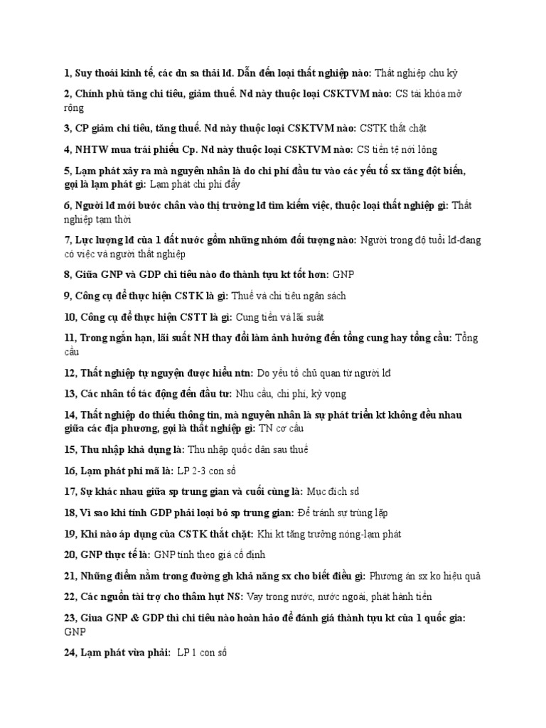 CÂU HỎI NGẮN KTVM | PDF