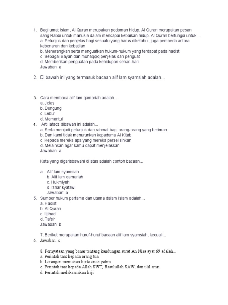 Contoh Soal Agama Islam | PDF