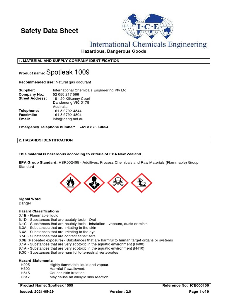 Spotleak 1009-nz Sds 2021 | PDF