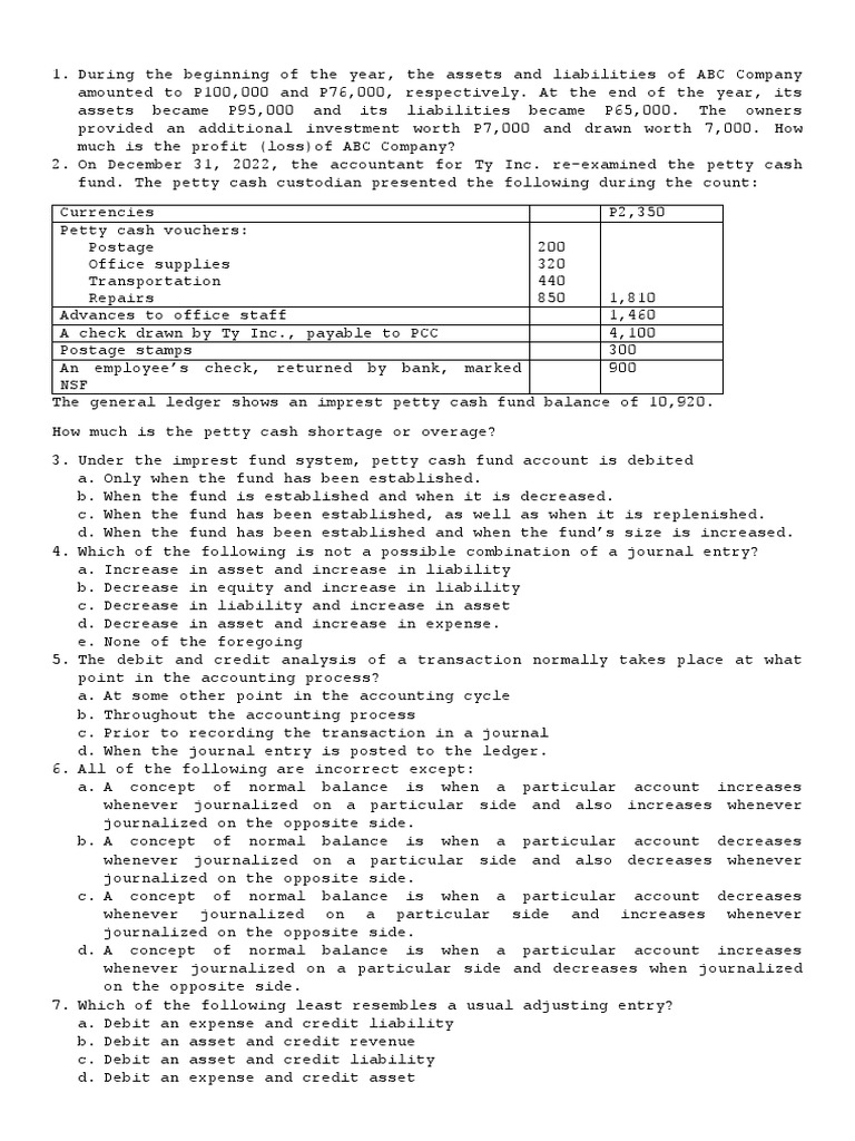 Sample Questions | PDF | Debits And Credits | Private Sector