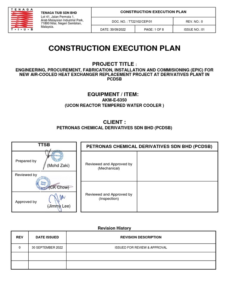 TT22102 - CEP - 01 Construction Execution Plan (CEP) | PDF ...