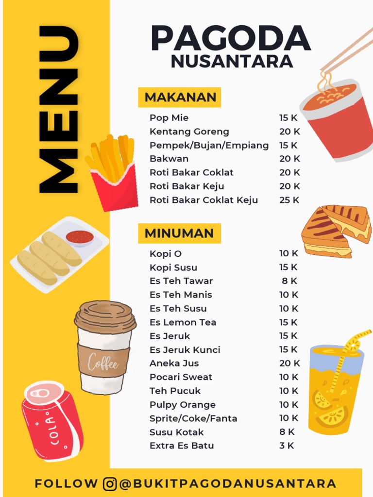 Yellow Restaurant Menu (60 × 80 cm) | PDF