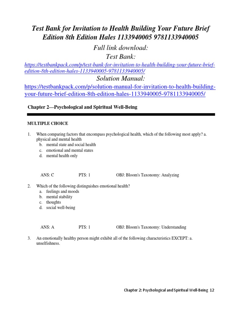 Invitation To Health Building Your Future Brief Edition 8th Edition ...