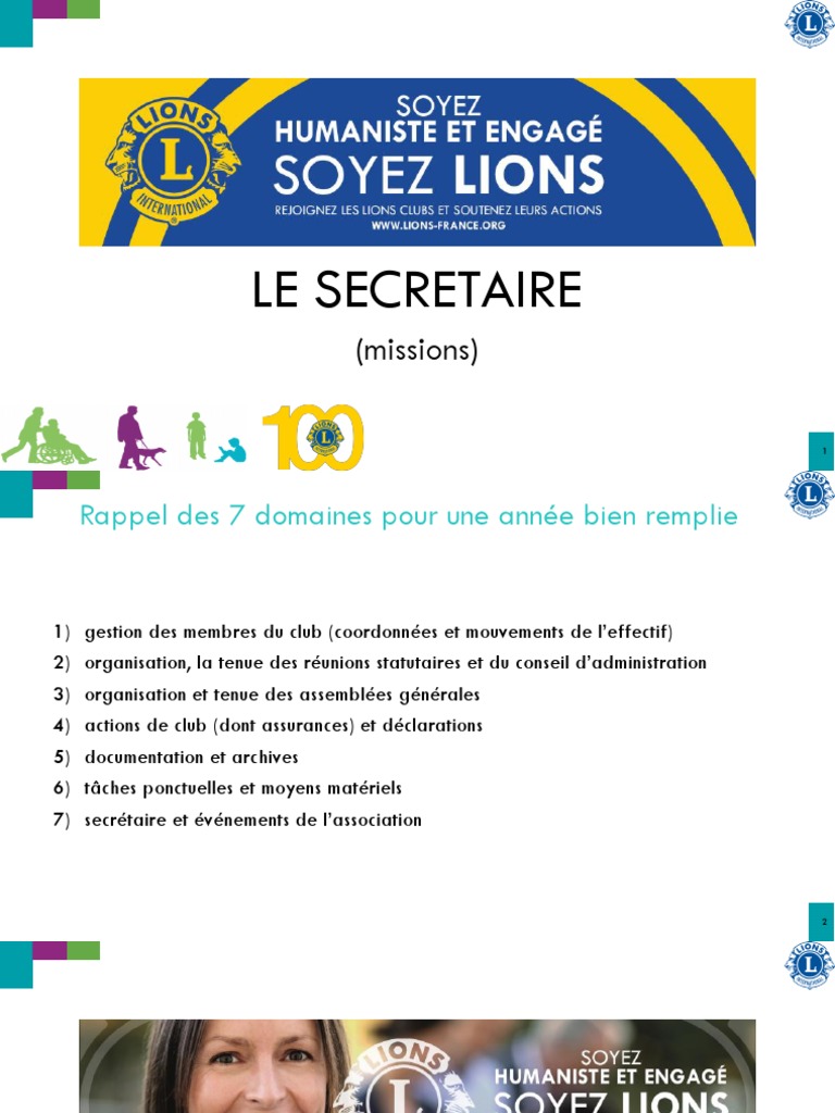 Lions Club Secrétaire - 2 - Missions | PDF