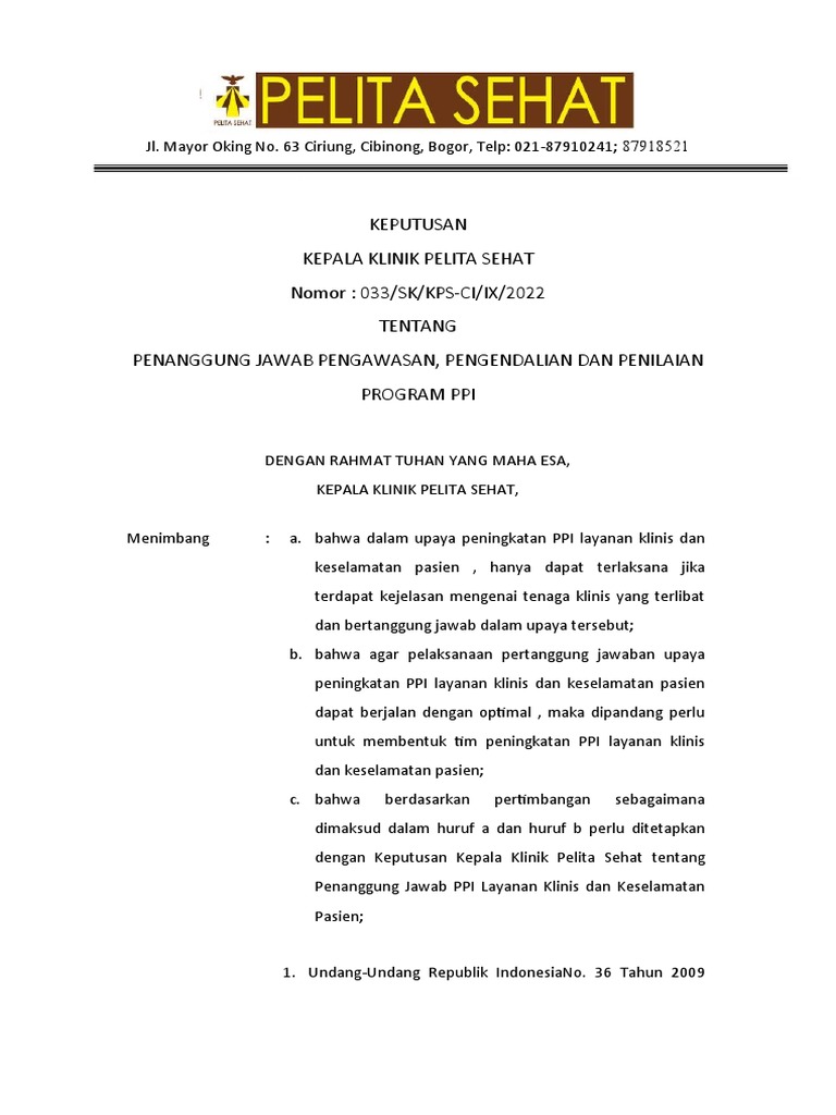 SK PJ Pengawasan, Pengendalian Dan Penilaian Program Ppi | PDF