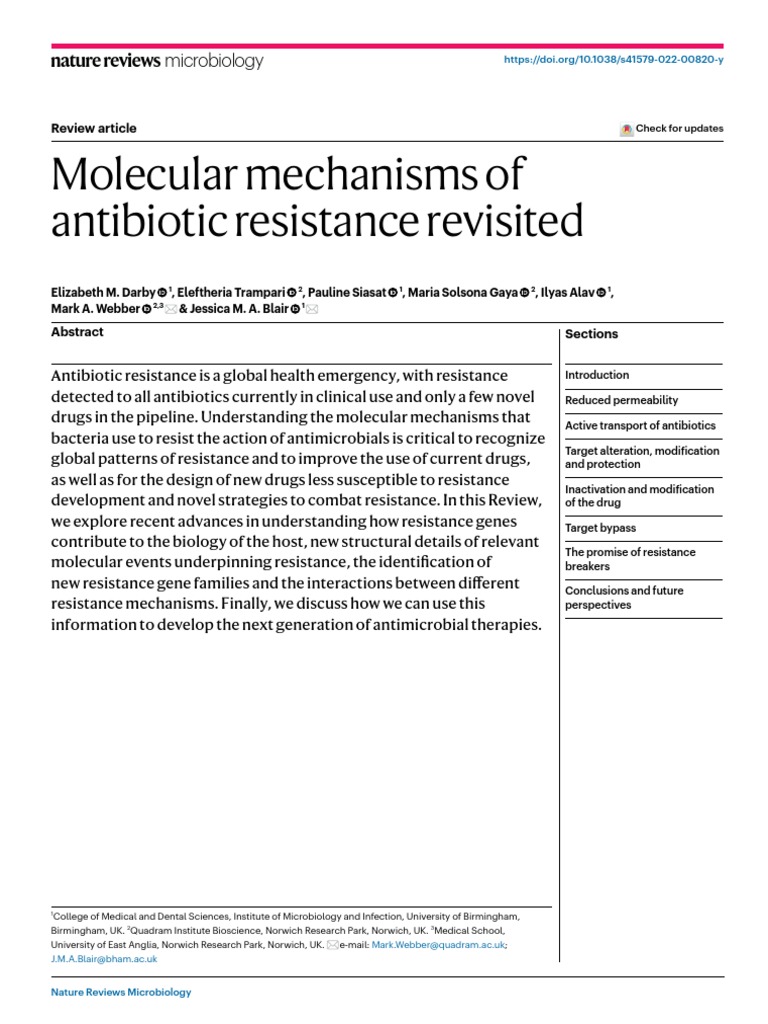 Molecular Mechanisms of Antibiotic Resistance Revisited | PDF ...