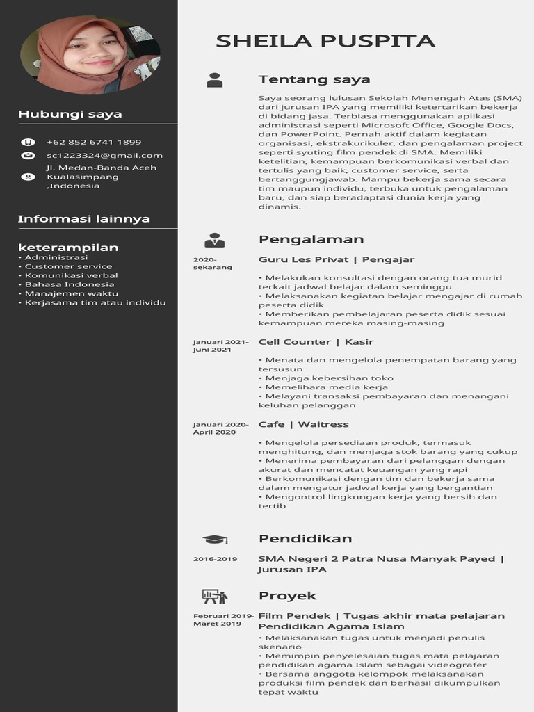 CV Sheila - 1689589956 | PDF