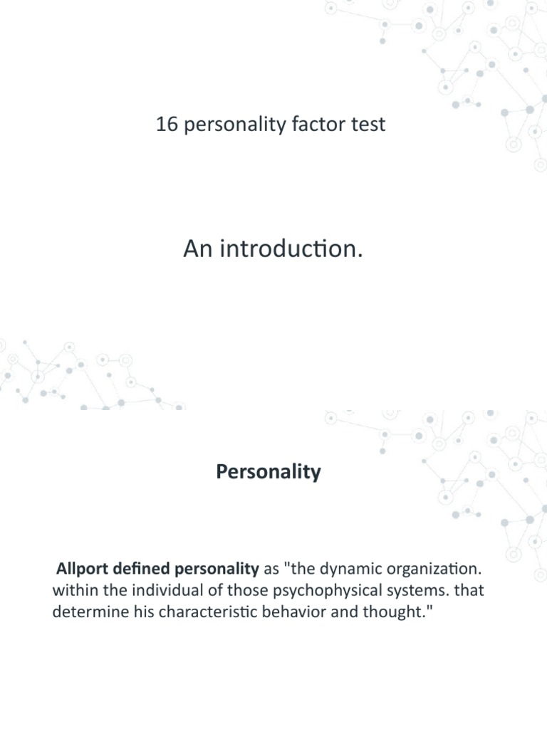 16 Personality Factor Test | PDF | Psychological Testing | Social ...