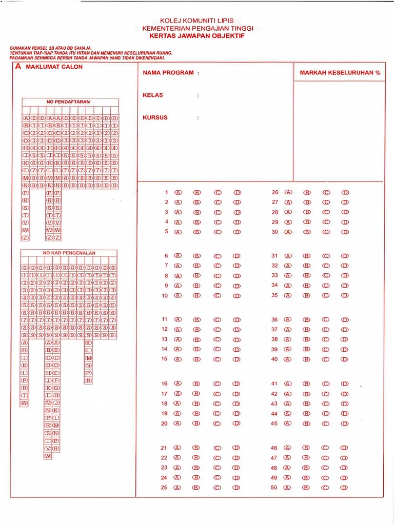Borang Omr KK Lipis | PDF