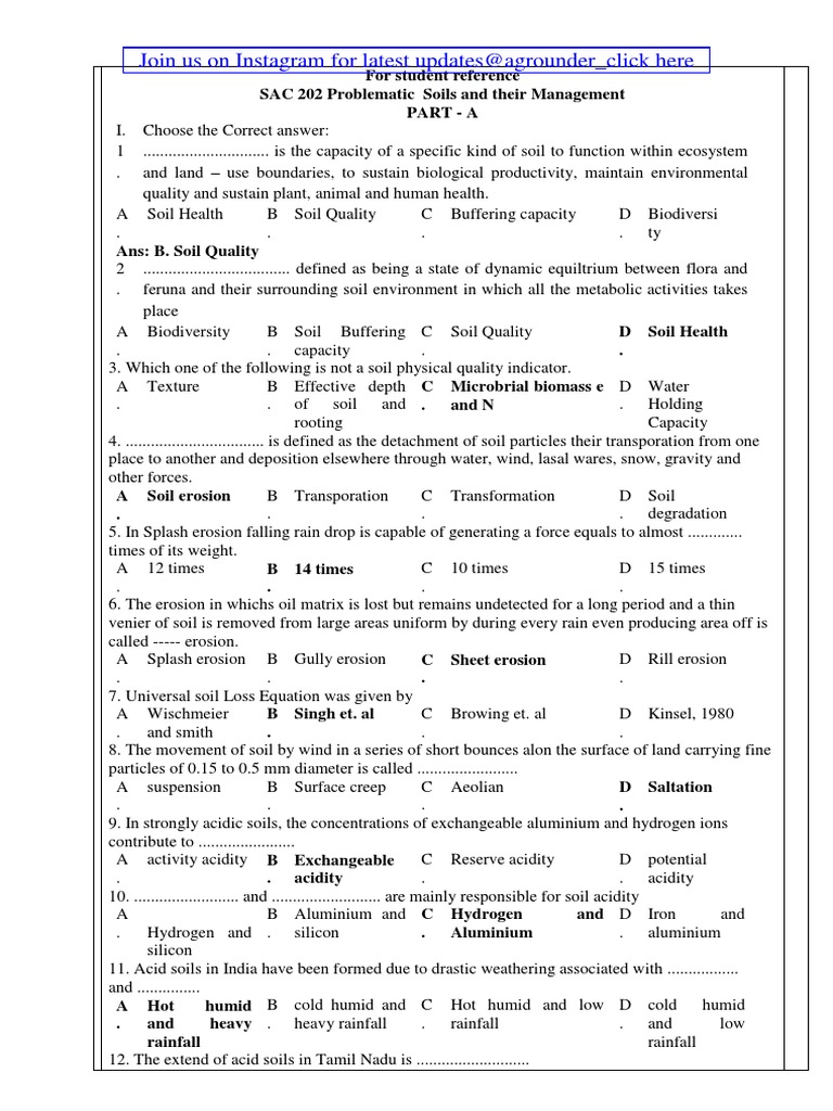 Ssac 242 Objective @agrounder | PDF | Soil | Erosion