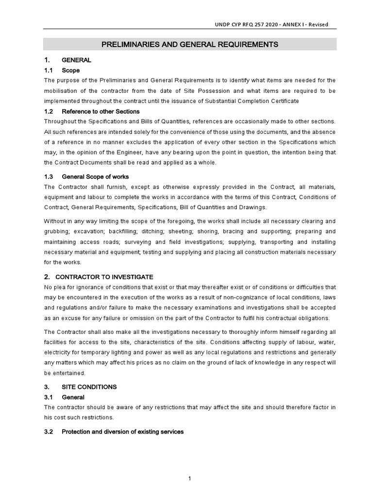 UNDP RFQ 257 2020 General Requirements | PDF | Specification (Technical Standard) | Employment