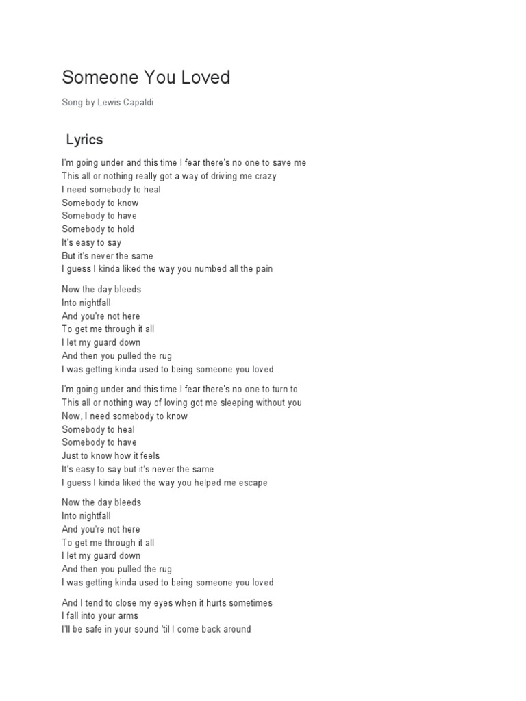 Someone You Loved Lyrics | PDF | Poetry