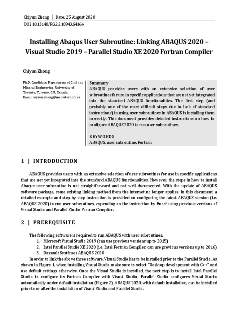 Installing Abaqus Subroutine Pdf Microsoft Windows Computer