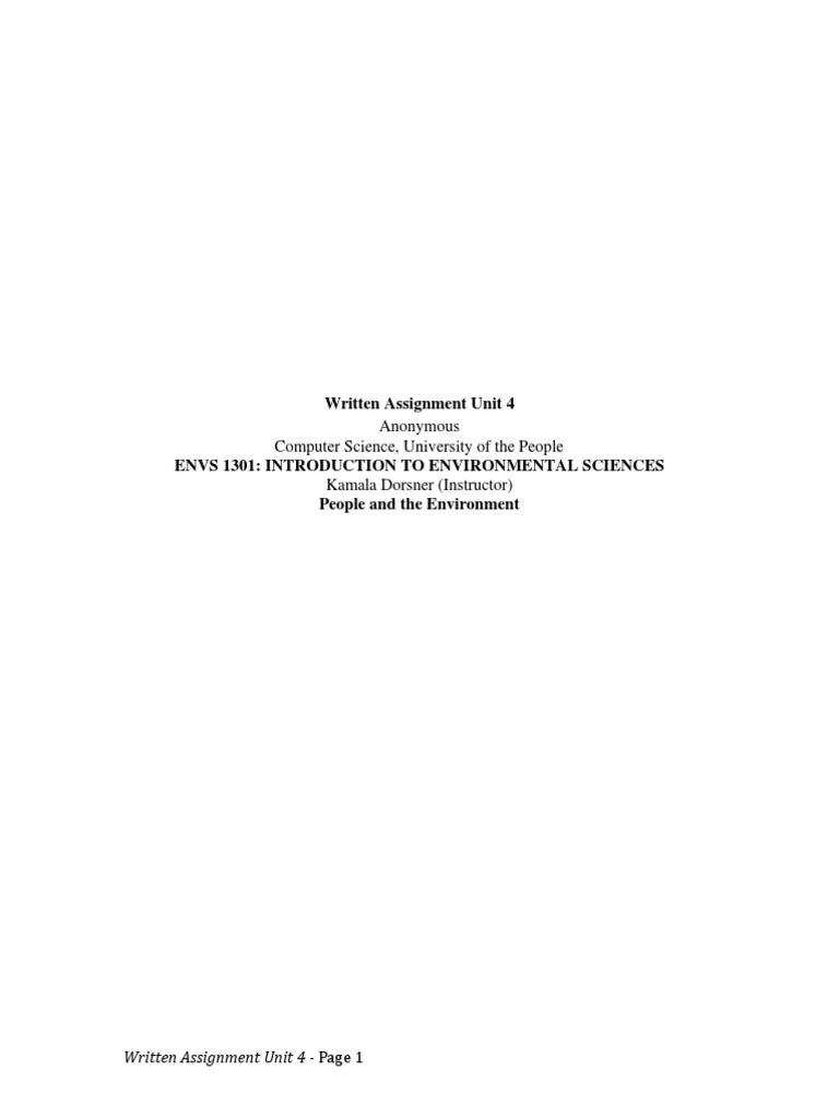 Written Assignment Unit4 | PDF | Science & Mathematics | Lifestyle Written Assignment Unit4 | PDF | Science & Mathematics | Lifestyle