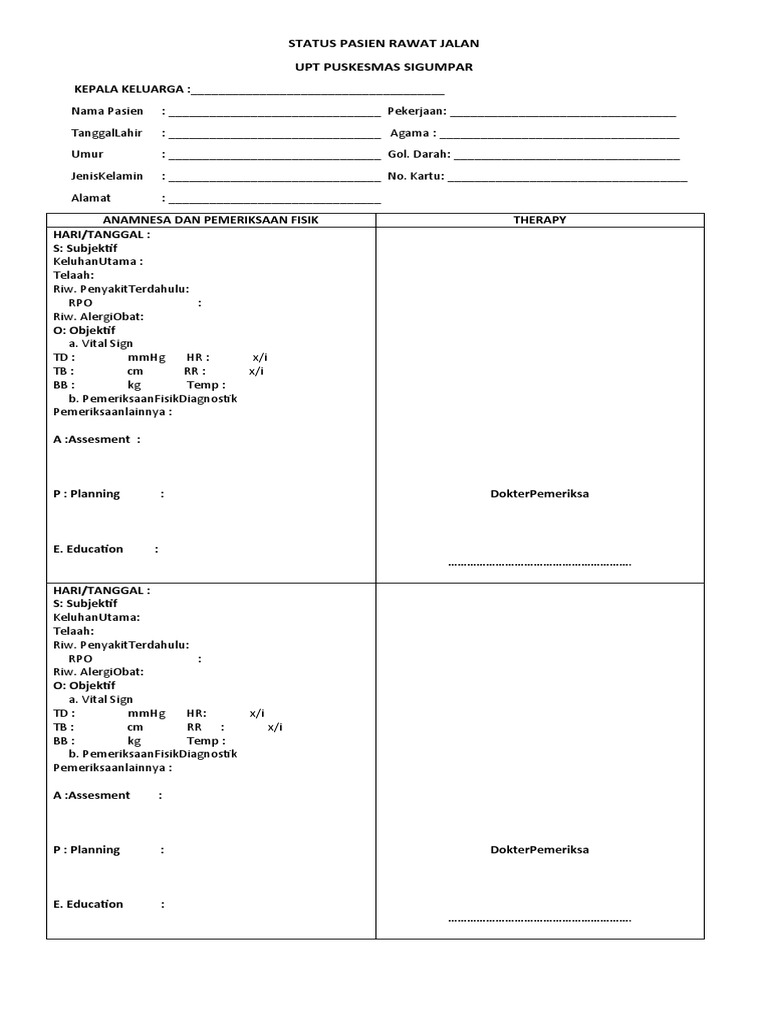 Status Pasien Rawat Jalan | PDF