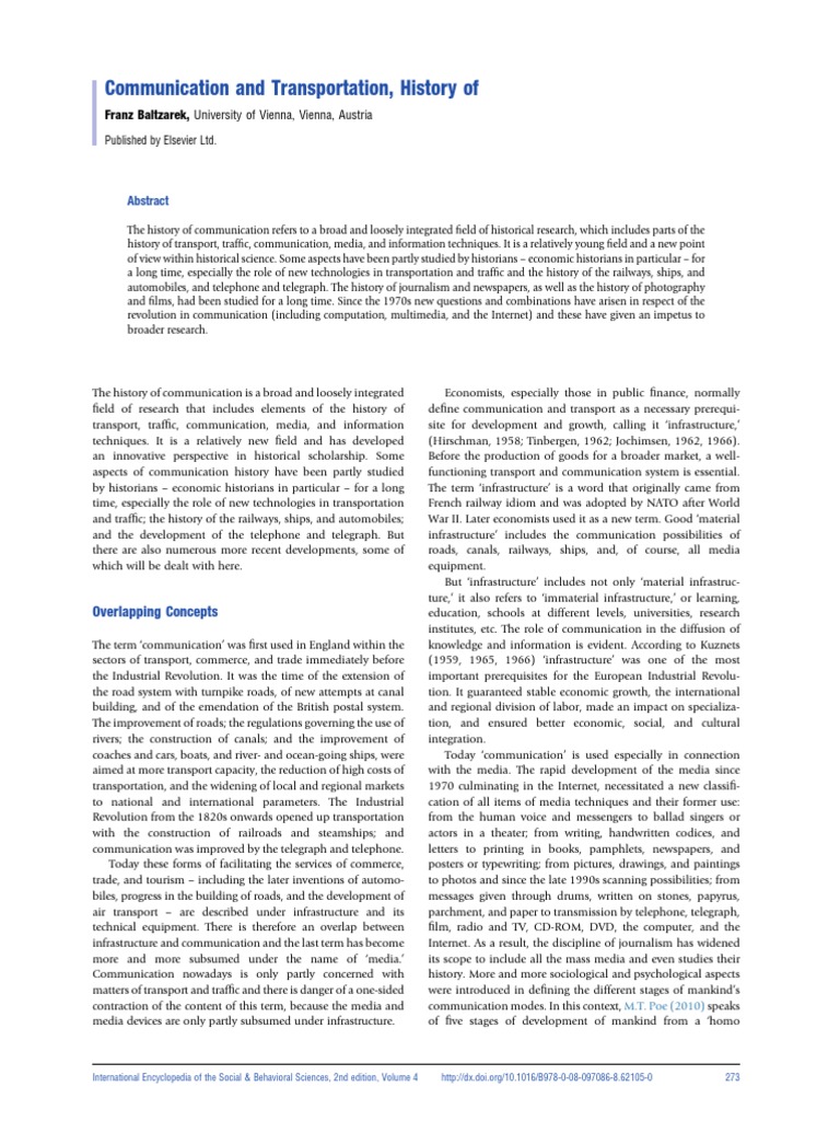 Communication and Transportation, History of | PDF | Communication ...