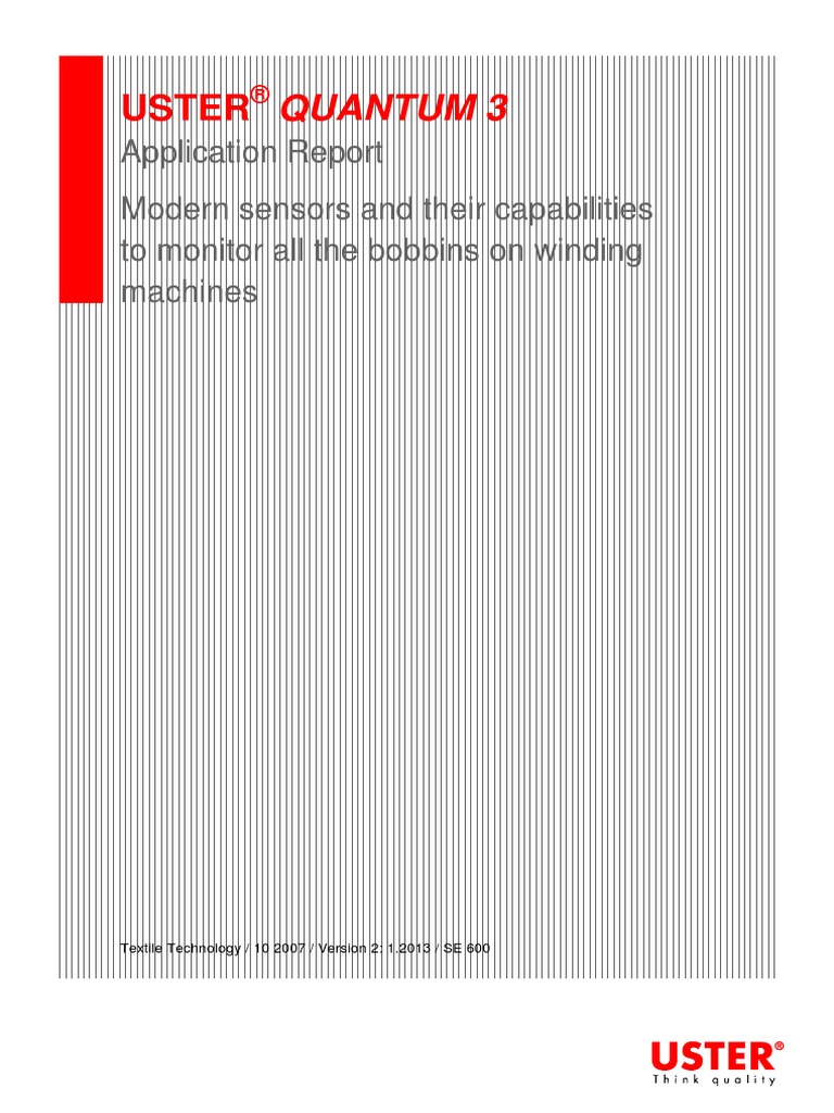 Uster | PDF | Yarn | Spinning (Textiles)