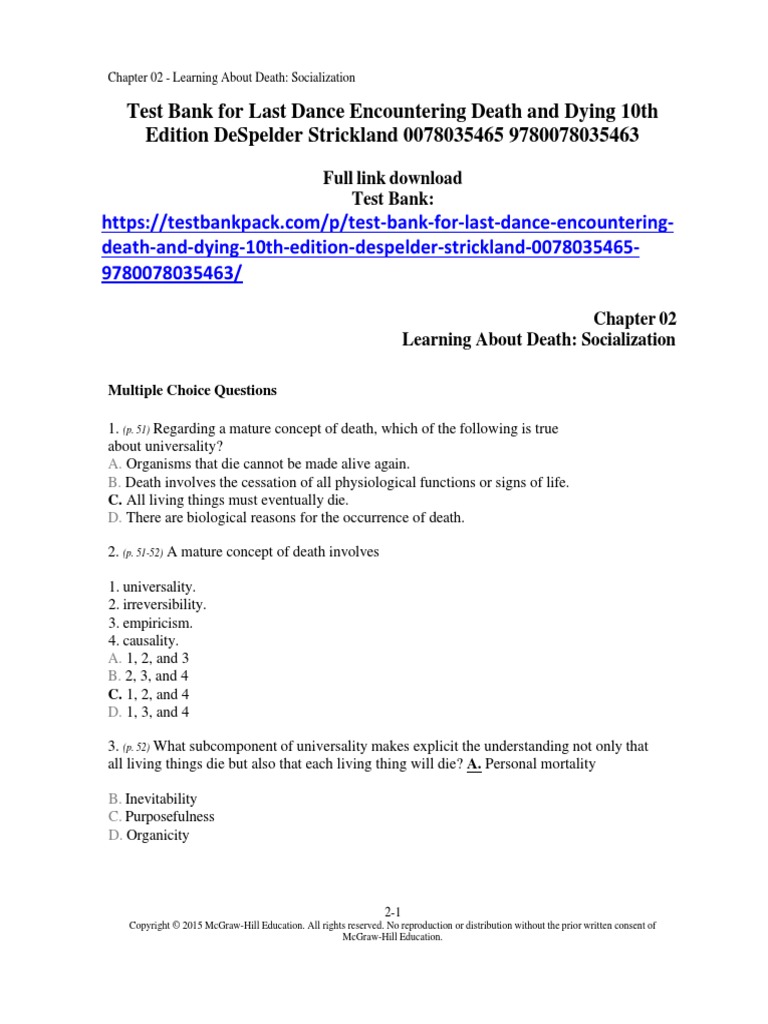 Last Dance Encountering Death and Dying 10th Edition DeSpelder ...