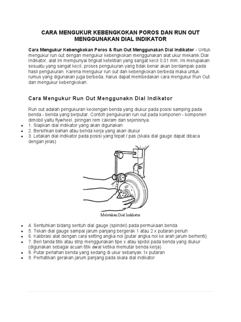 Cara Mengukur Kebengkokan Poros Dan Run Out Menggunakan Dial Indikator ...
