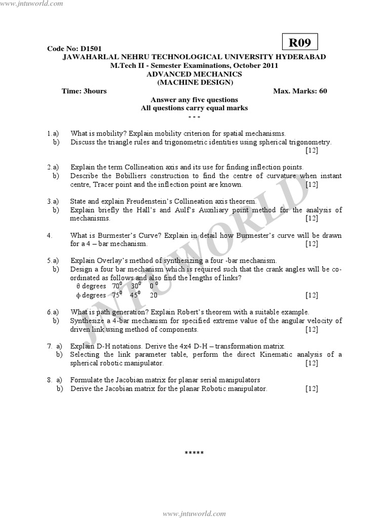 R09 Advanced Mechanics Pdf Kinematics Motion Physics