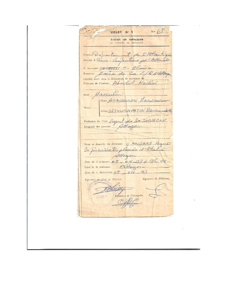 naissance agassou | PDF