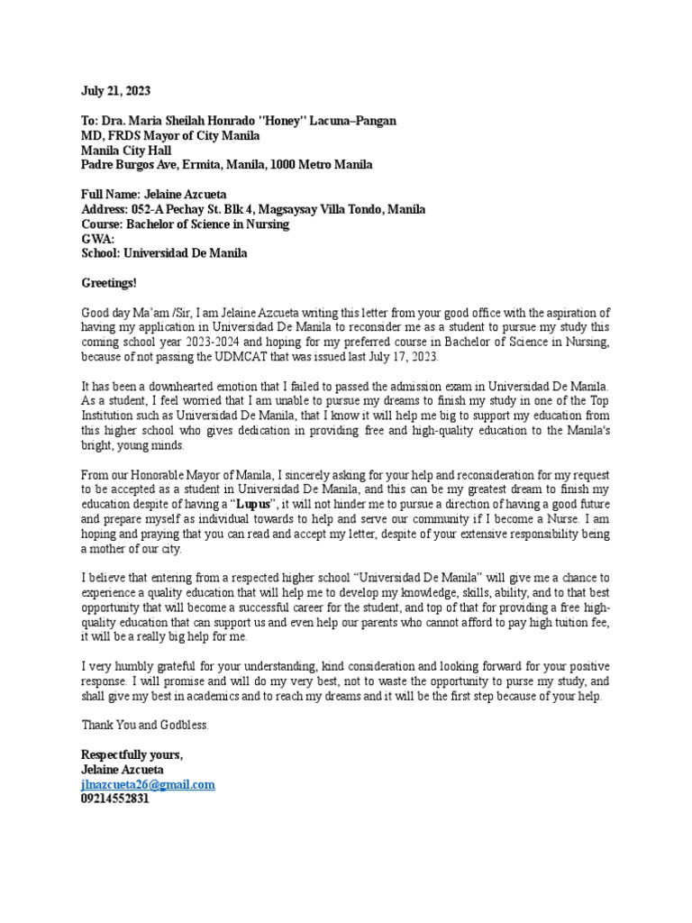 Letter-Recon Jelaine | PDF