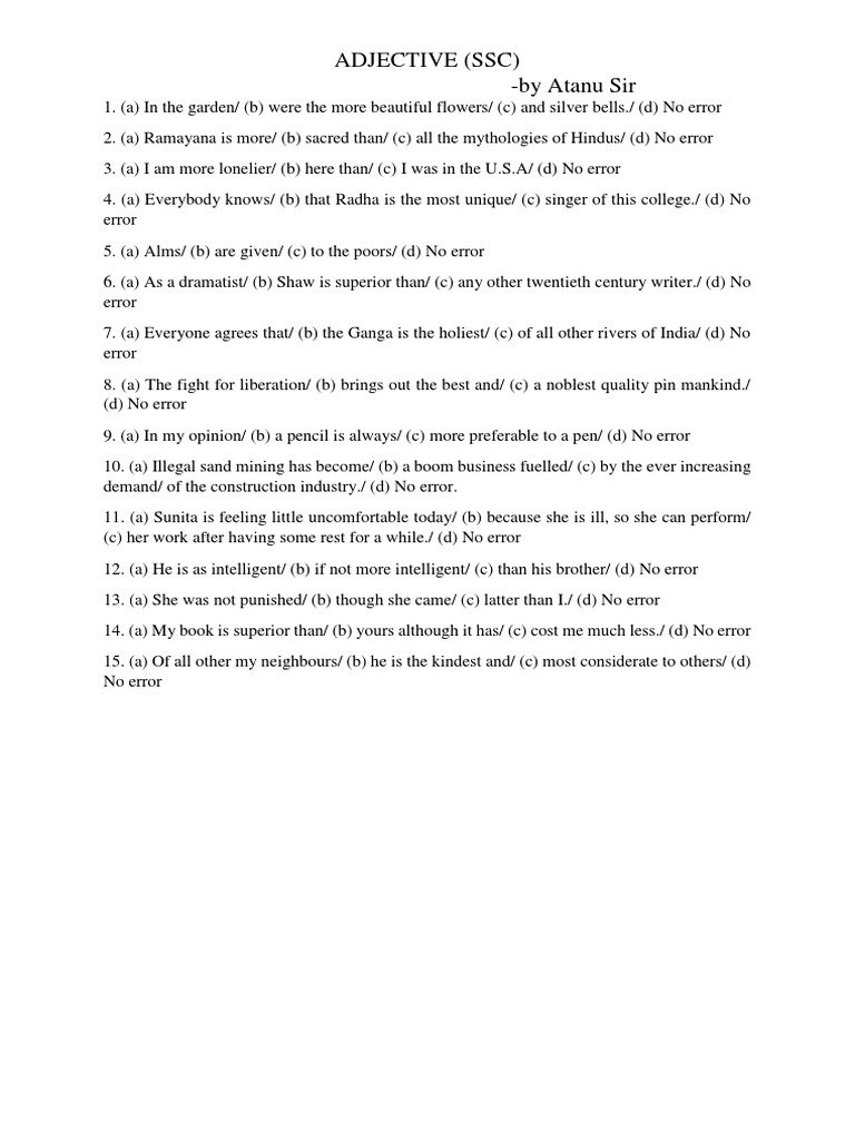 Common Adjective Errors in English | PDF | Art | Poetry