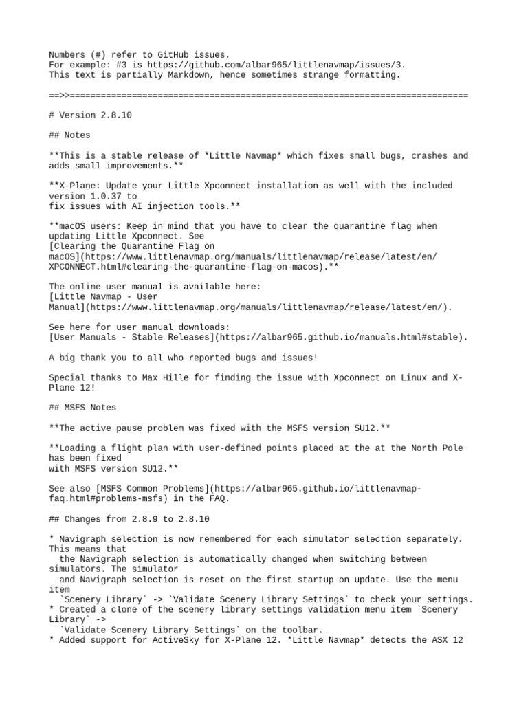 CHANGELOG LittleNavmap | PDF | Menu (Computing) | Microsoft Windows
