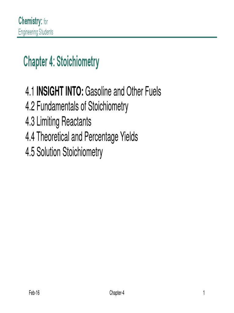 Chapter4 Stoichiometry STUD | PDF | Stoichiometry | Mole (Unit)