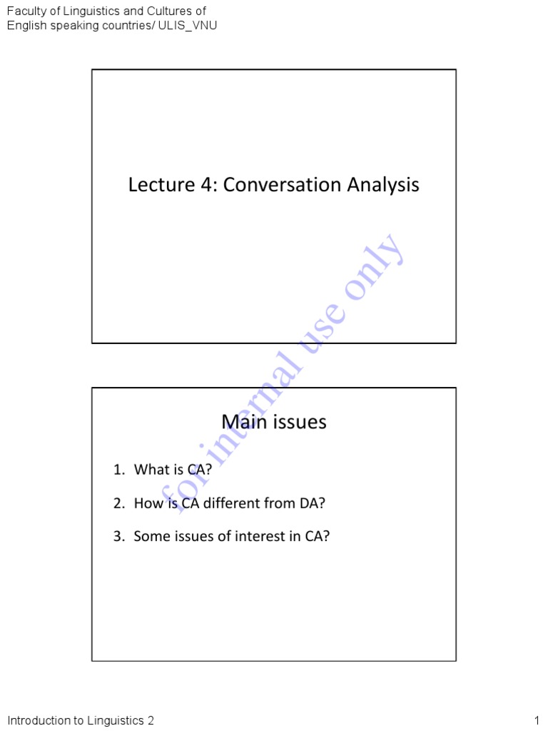 Lecture 4 Conversation Analysis Pdf