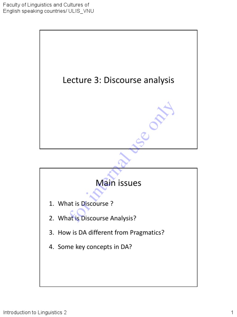 Lecture 3 - Discourse Analysis | PDF