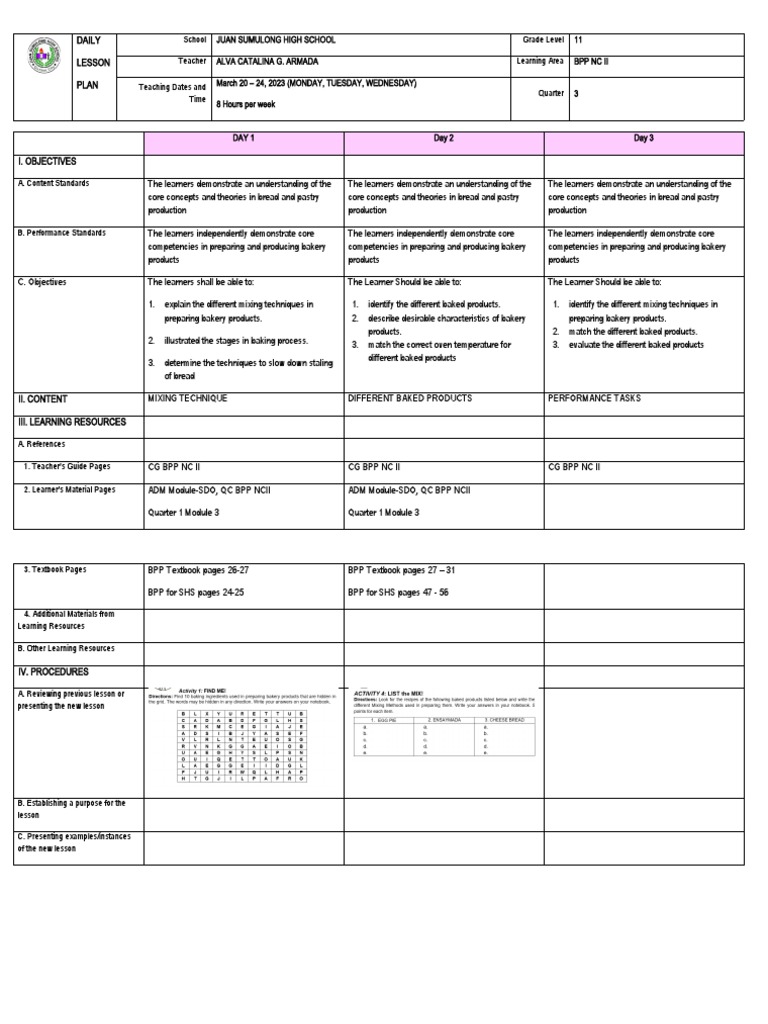 DLL in BPP - DIFFERENT BAKED PRODUCTS | PDF | Baking | Bakery