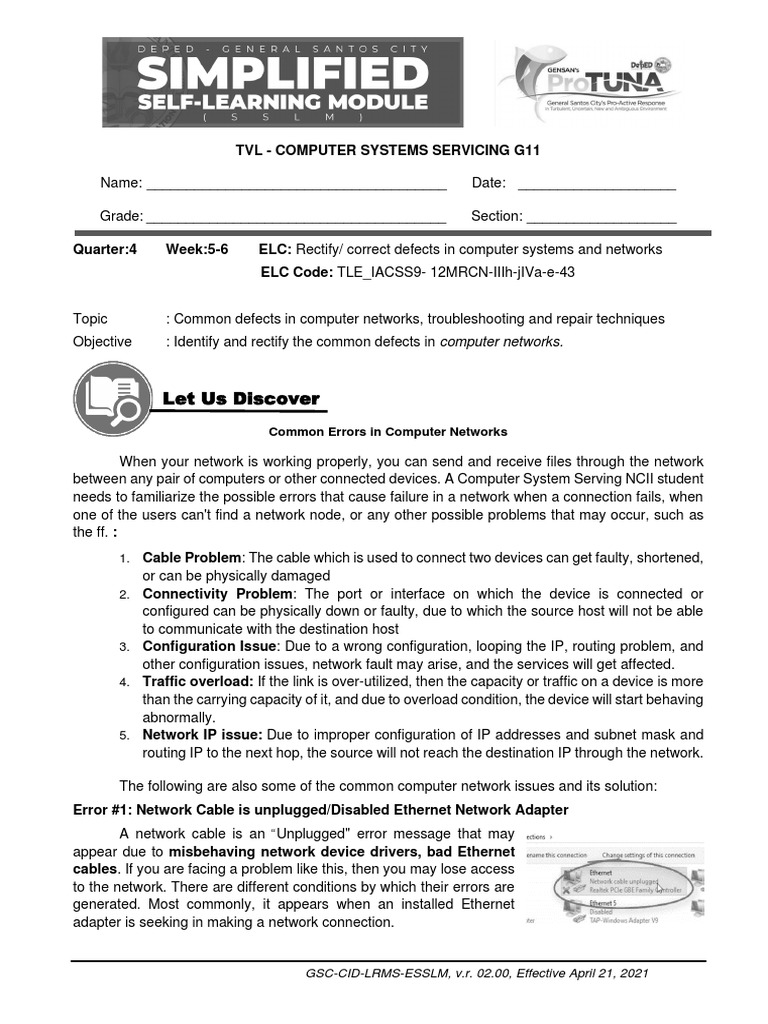 Quarter 4 Week 5 6 SSLM TVL CSS 11 | PDF | Computer Network | Ip Address