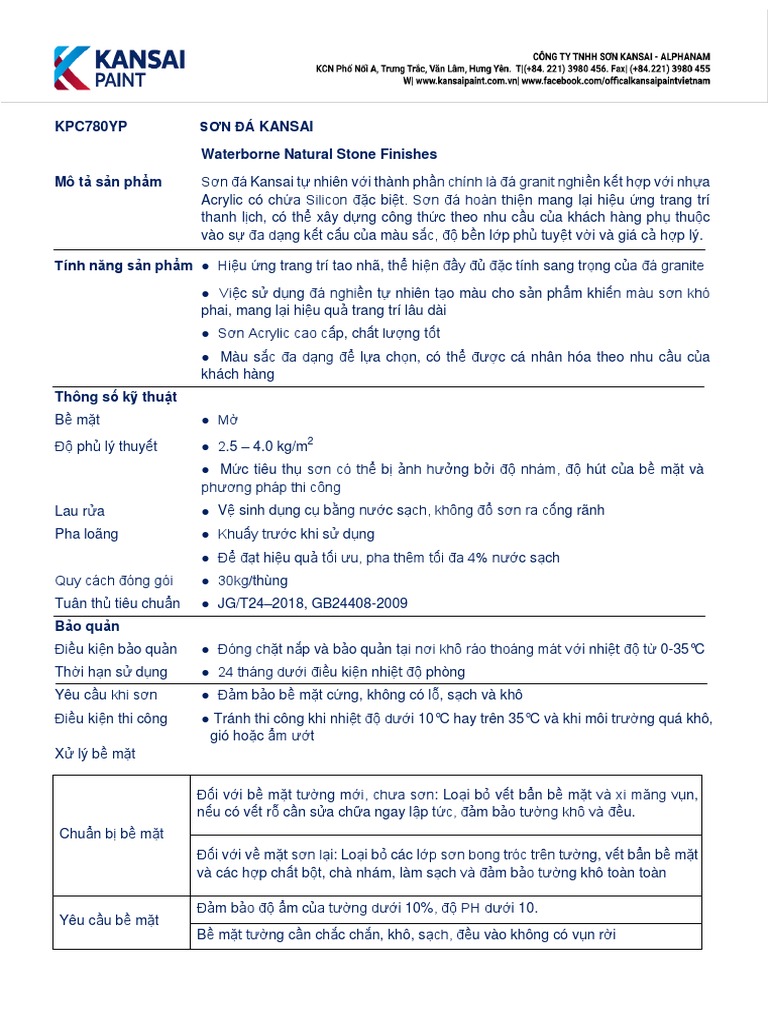 TDS - Kansai Natural Stone Finish (VN) | PDF