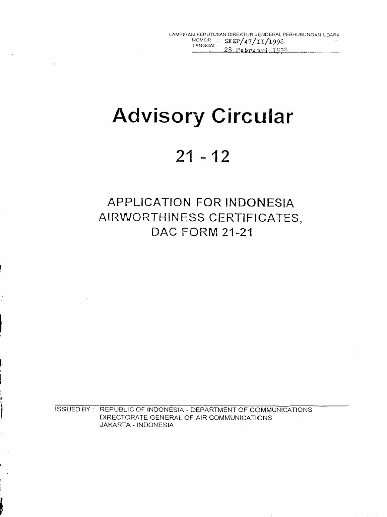 AC 21-12 Application For Indonesia Alkworthin Ess Certificates, Dac ...
