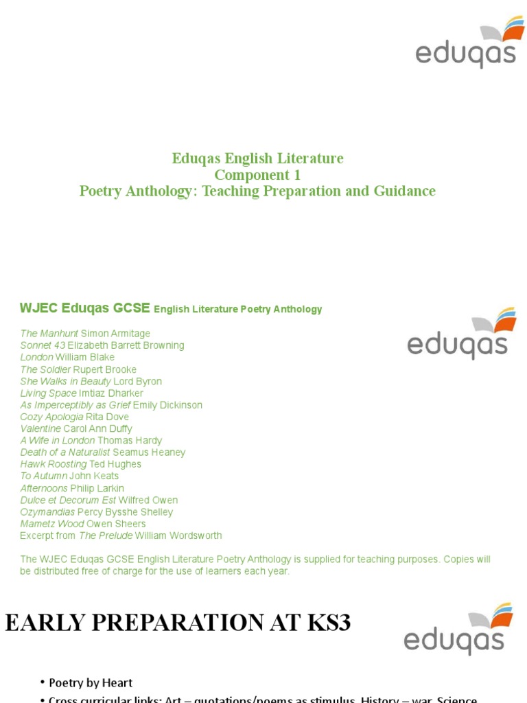Eduqas GCSE Poetry Anthology Guide | PDF