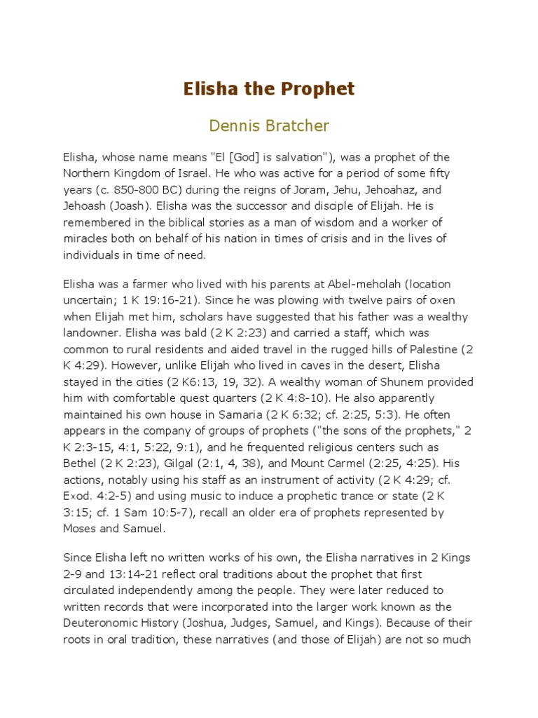 Elisha The Prophet | PDF