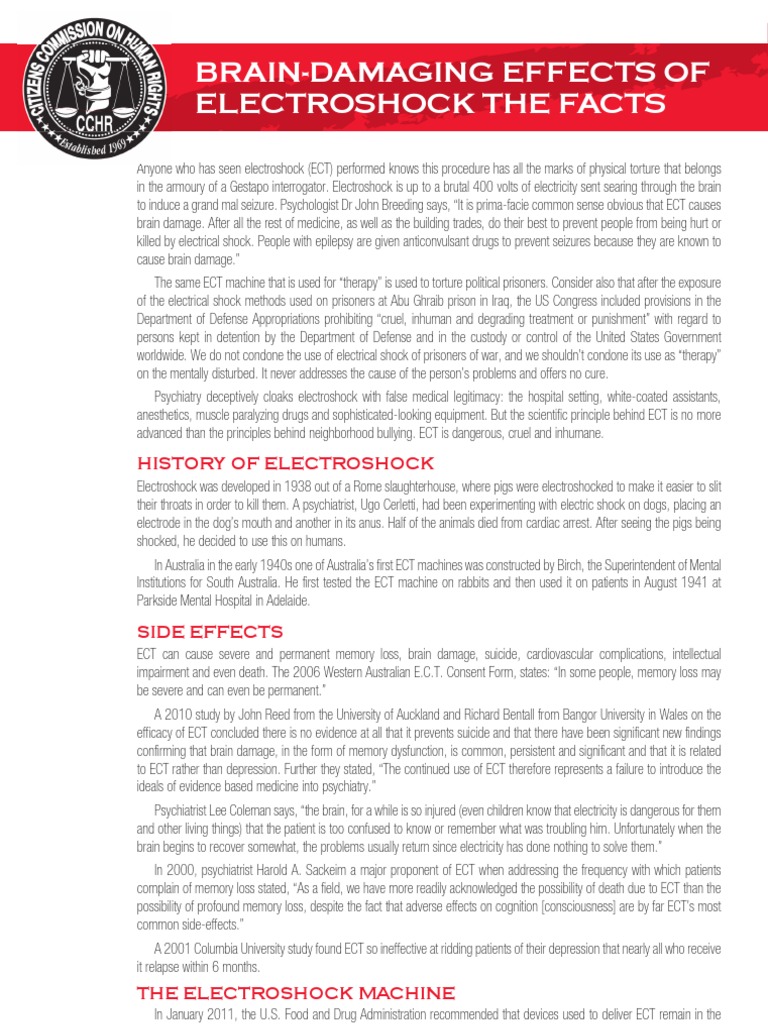 ECT Factsheet | PDF | Electroconvulsive Therapy | Theory Of Medicine