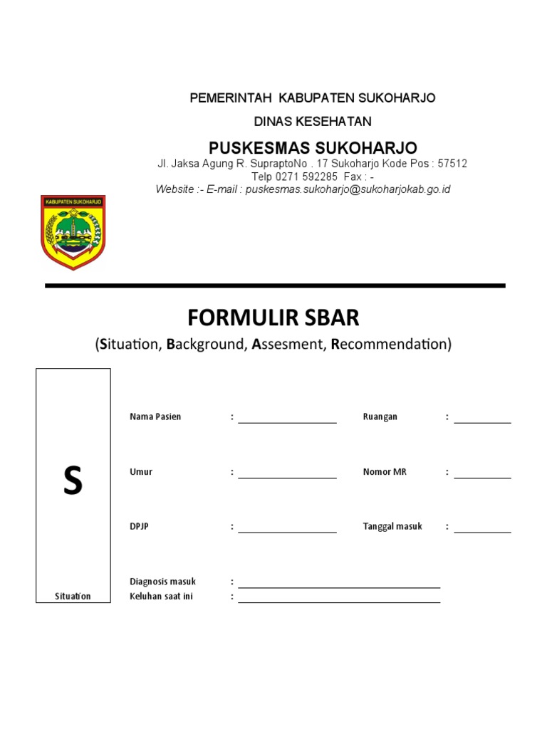 Dokumen - Tips - Form Komunikasi Metode Sbar | PDF