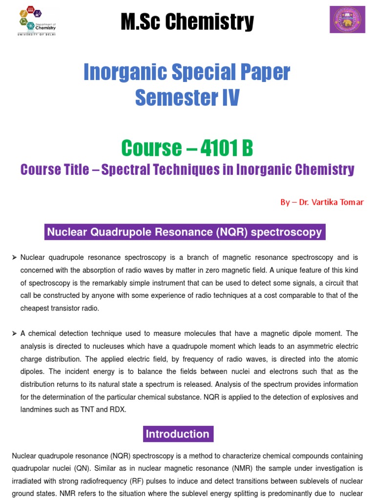 Nuclear Quadrupole Resonance NQR Spectros | PDF