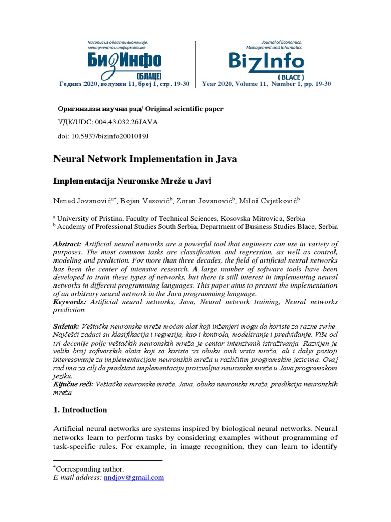 Neural Network Implementation in Java | PDF | Artificial Neural Network ... Neural Network Implementation in Java | PDF | Artificial Neural Network ...