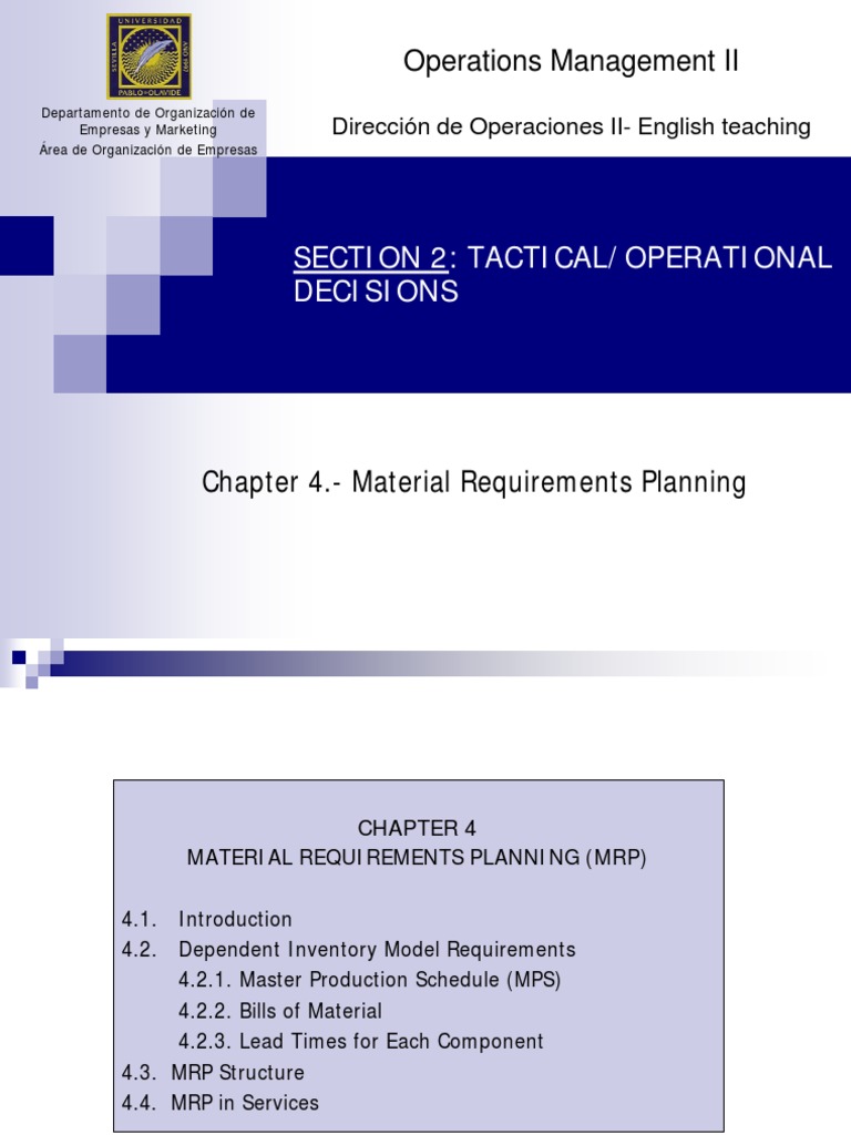 Chapter4 MRP Profesor | PDF | Supply Chain Management | Business Process Management