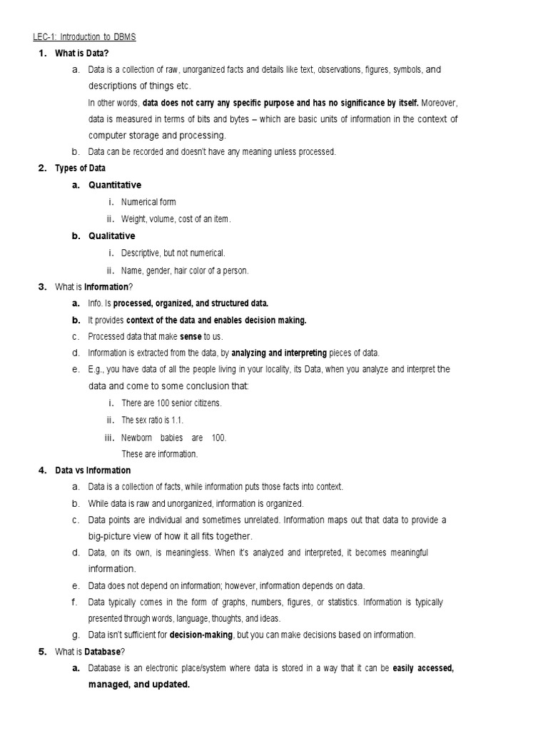 DBMS Full Notes | PDF | Computers