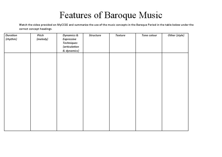 Baroque Music Features Guide | PDF
