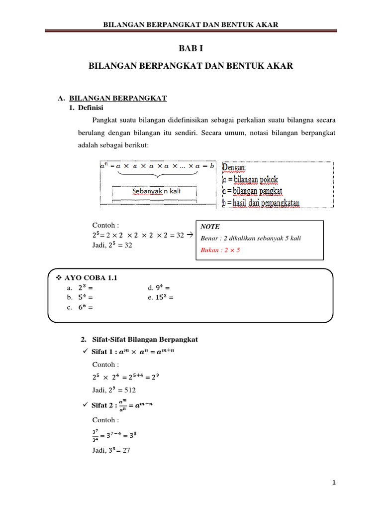 Bilangan Berpangkat & Bentuk Akar | PDF