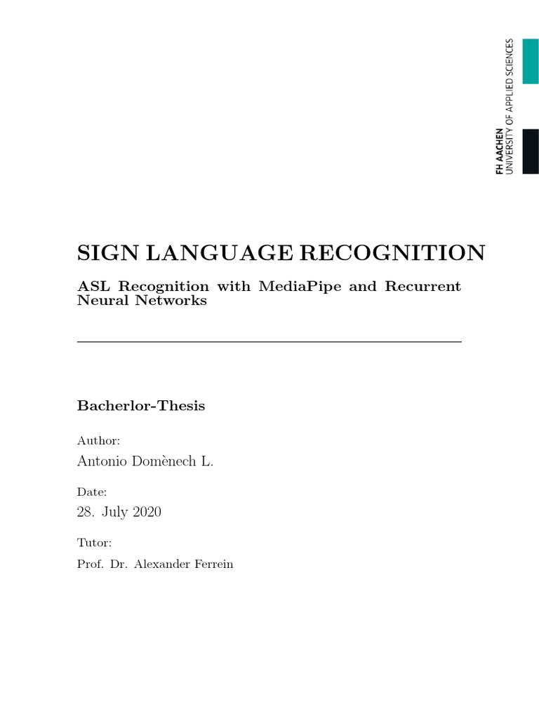 ASL Recognition in Real Time With RNN - Antonio Domènech | PDF ...