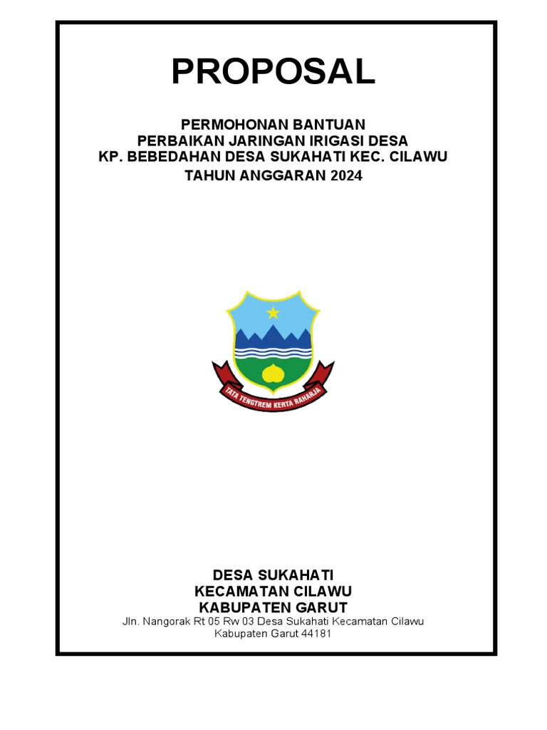 Proposal Jaringan Irigasi Desa Sukahati | PDF