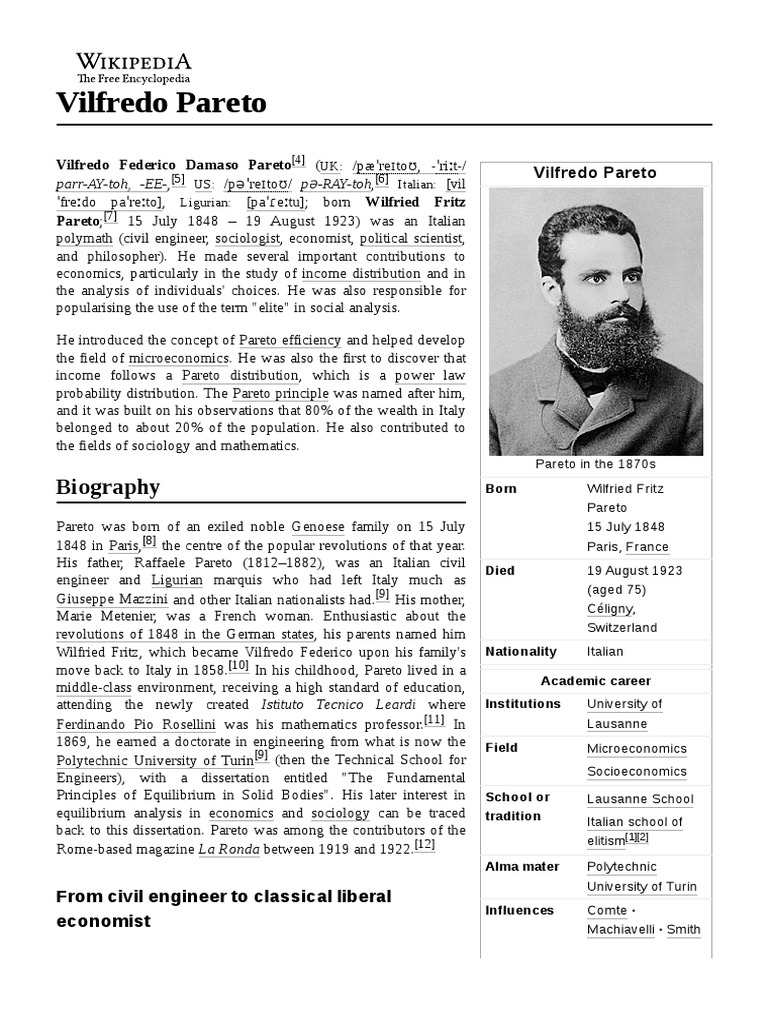 Vilfredo Pareto | PDF | Economies | Economics