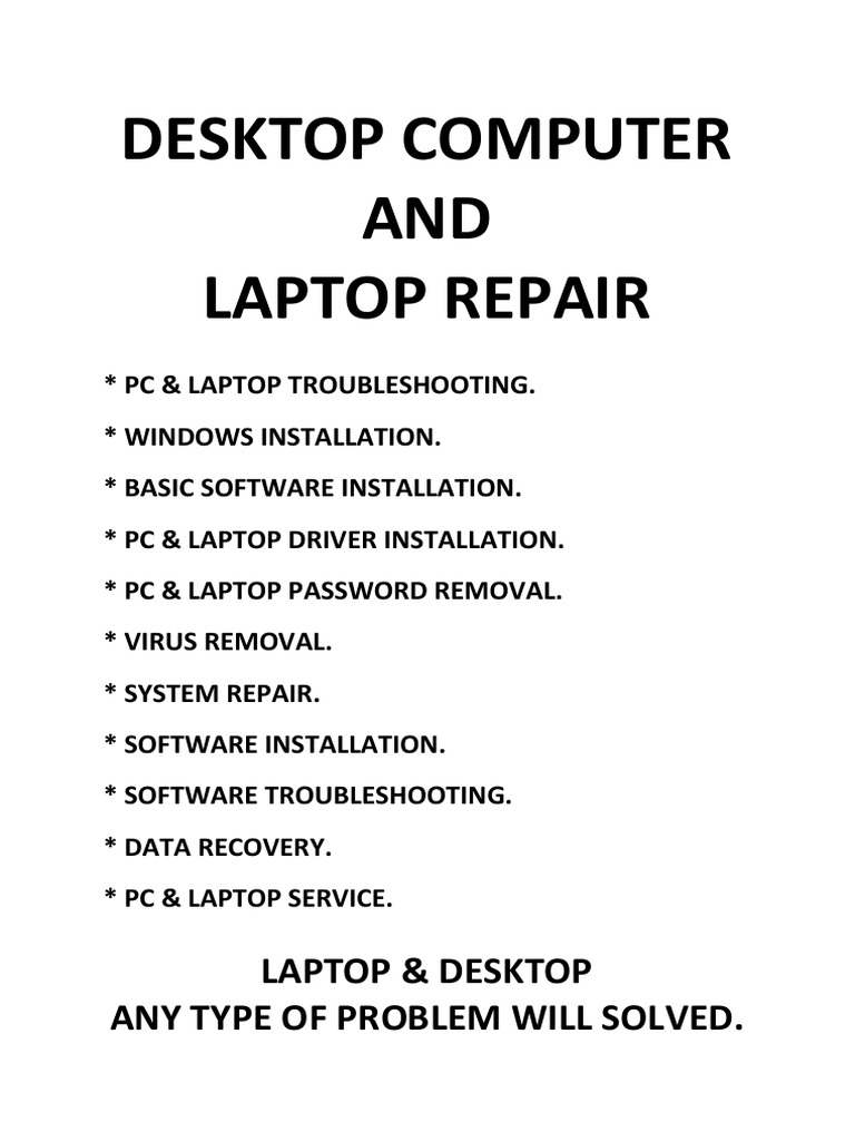 Desktop Computer AND Laptop Repair: Laptop & Desktop Any Type of ...